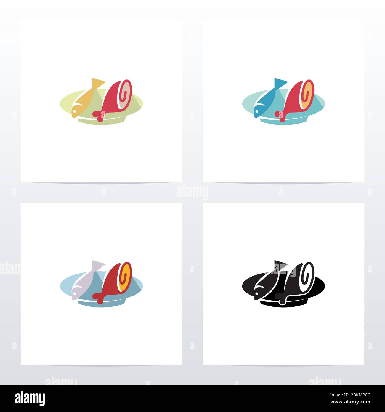 Meat And Fish On A Plate Logo Design Stock Vector Image & Art - Alamy