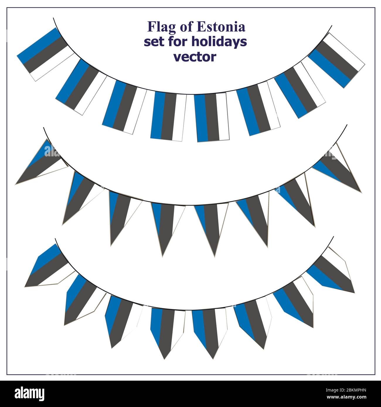 Set with flags of Estonia with folds. Colorful illustration with flags ...