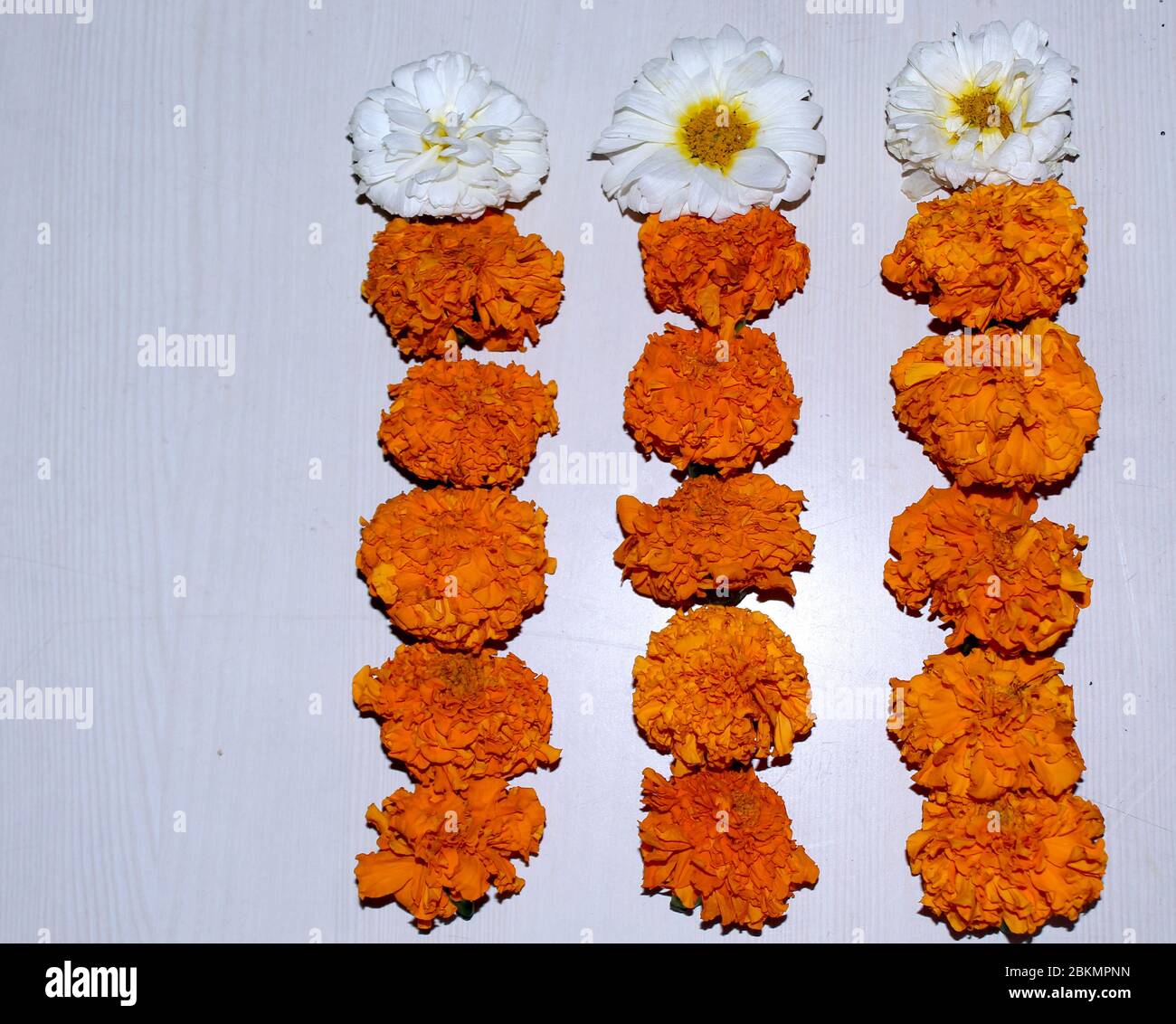 marigold and chrysanthemum flower hanging row design, rangoli, floral ...