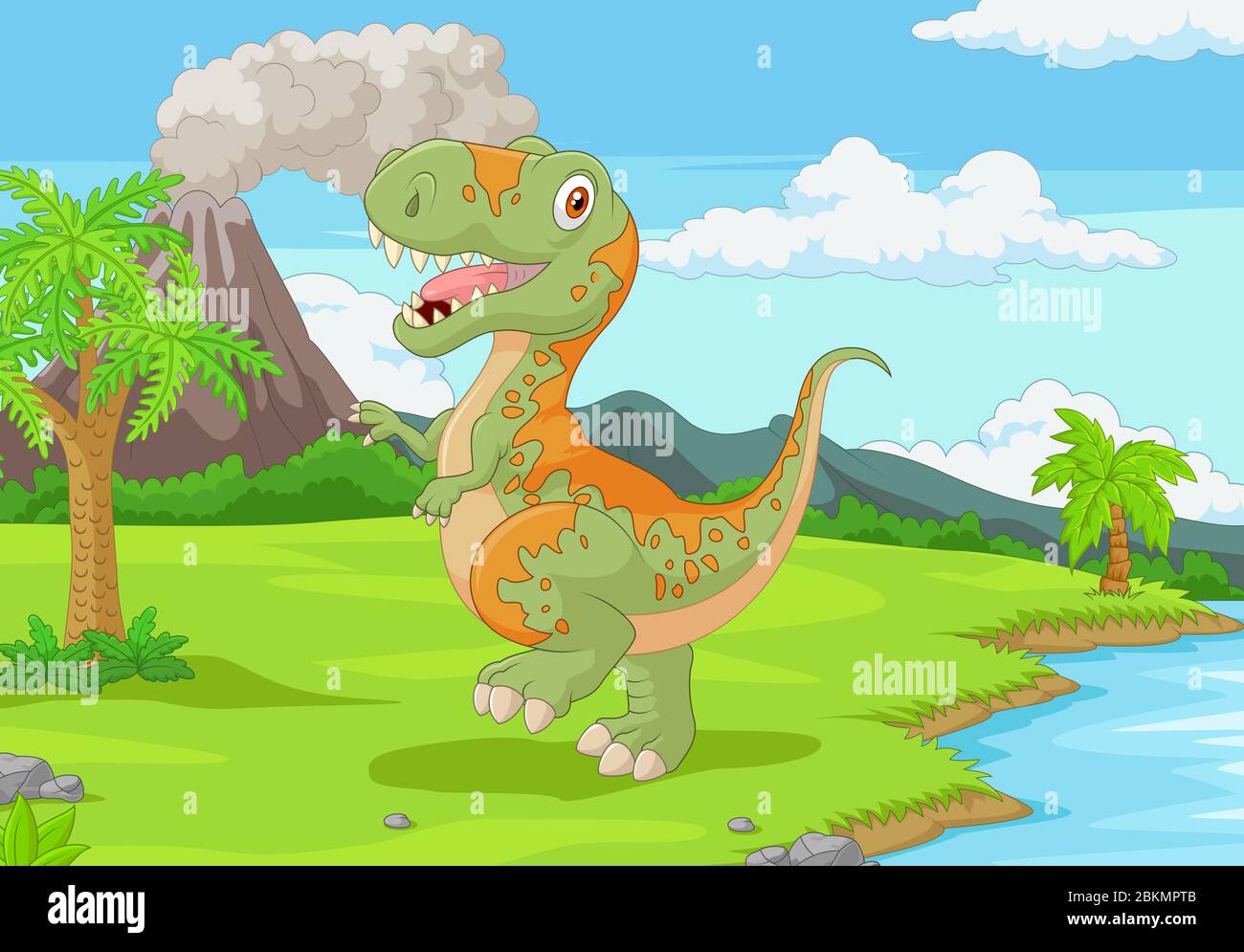Prehistoric scene tyrannosaurus cartoon Stock Vector Images - Alamy