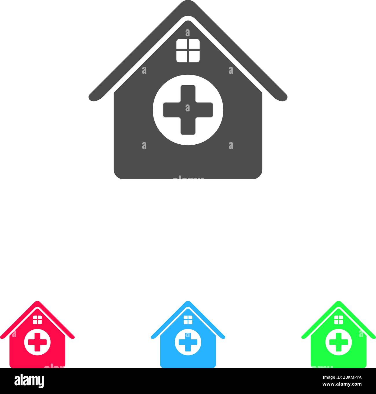 Hospital icon flat. Color pictogram on white background. Vector ...