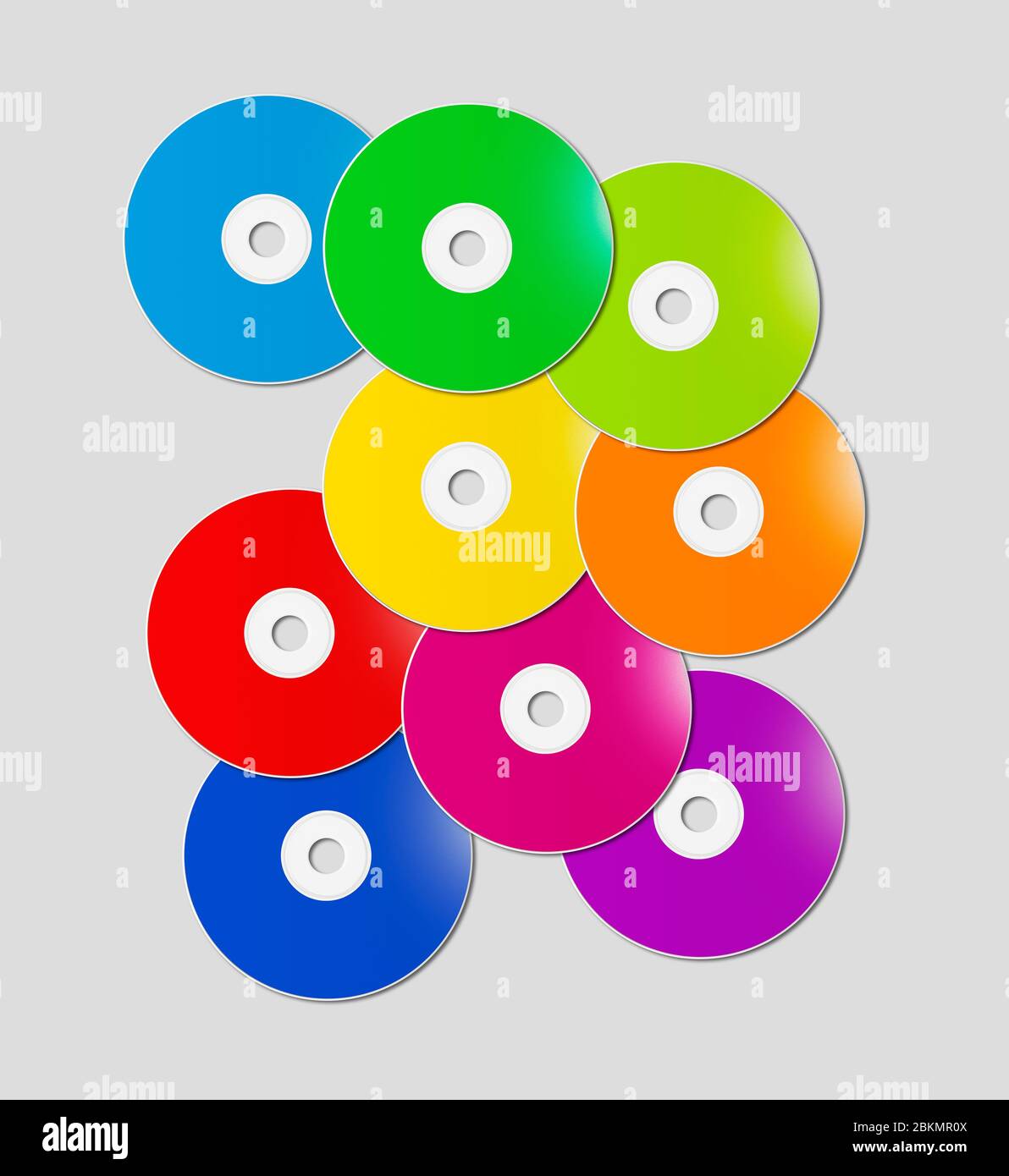 Colorful rainbow CD - DVD range isolated on grey background - mockup ...