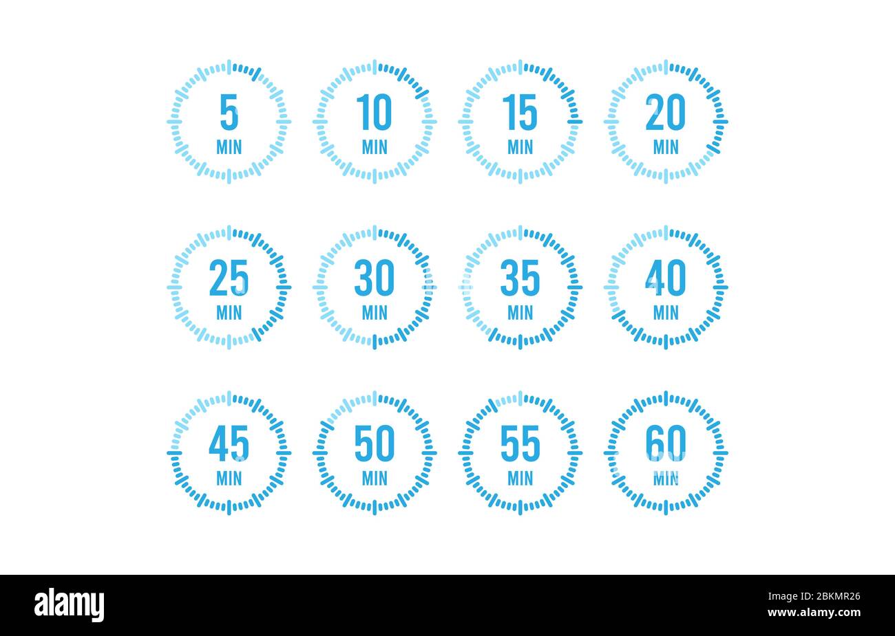 Set of timers. Sign icon. Full rotation arrow timer. Colored flat icons ...