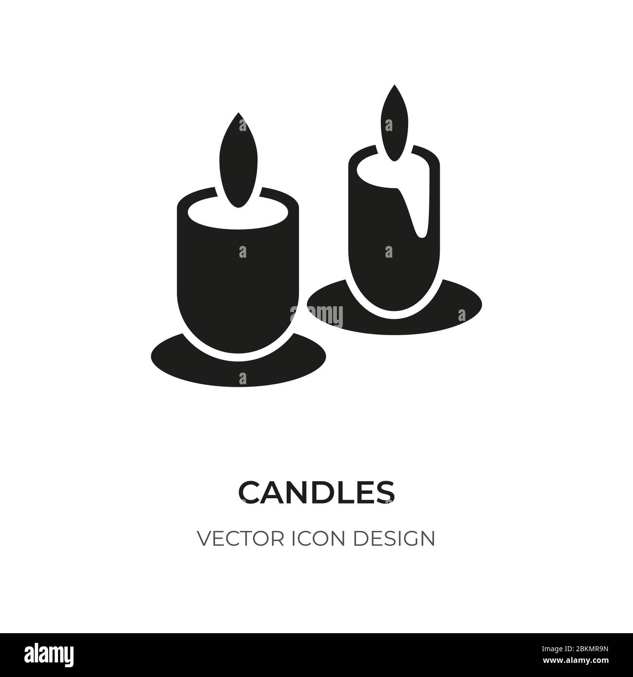 Candle glyph icon. Logo modern style. Simple silhouette closeup two ...