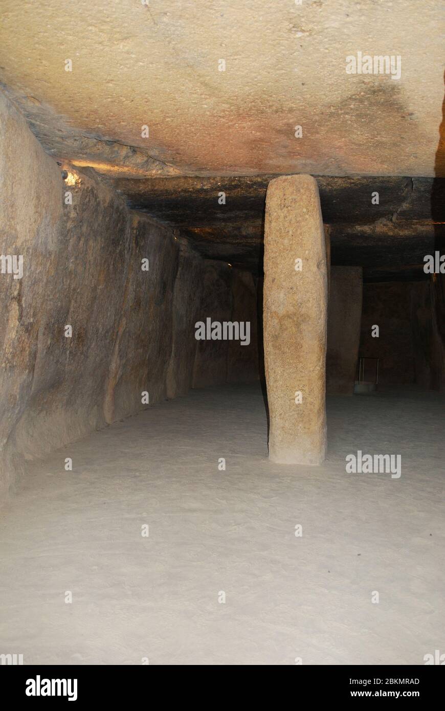 Interior columns of the Dolmen de Menga, The Dolmens, Antequera, Malaga ...