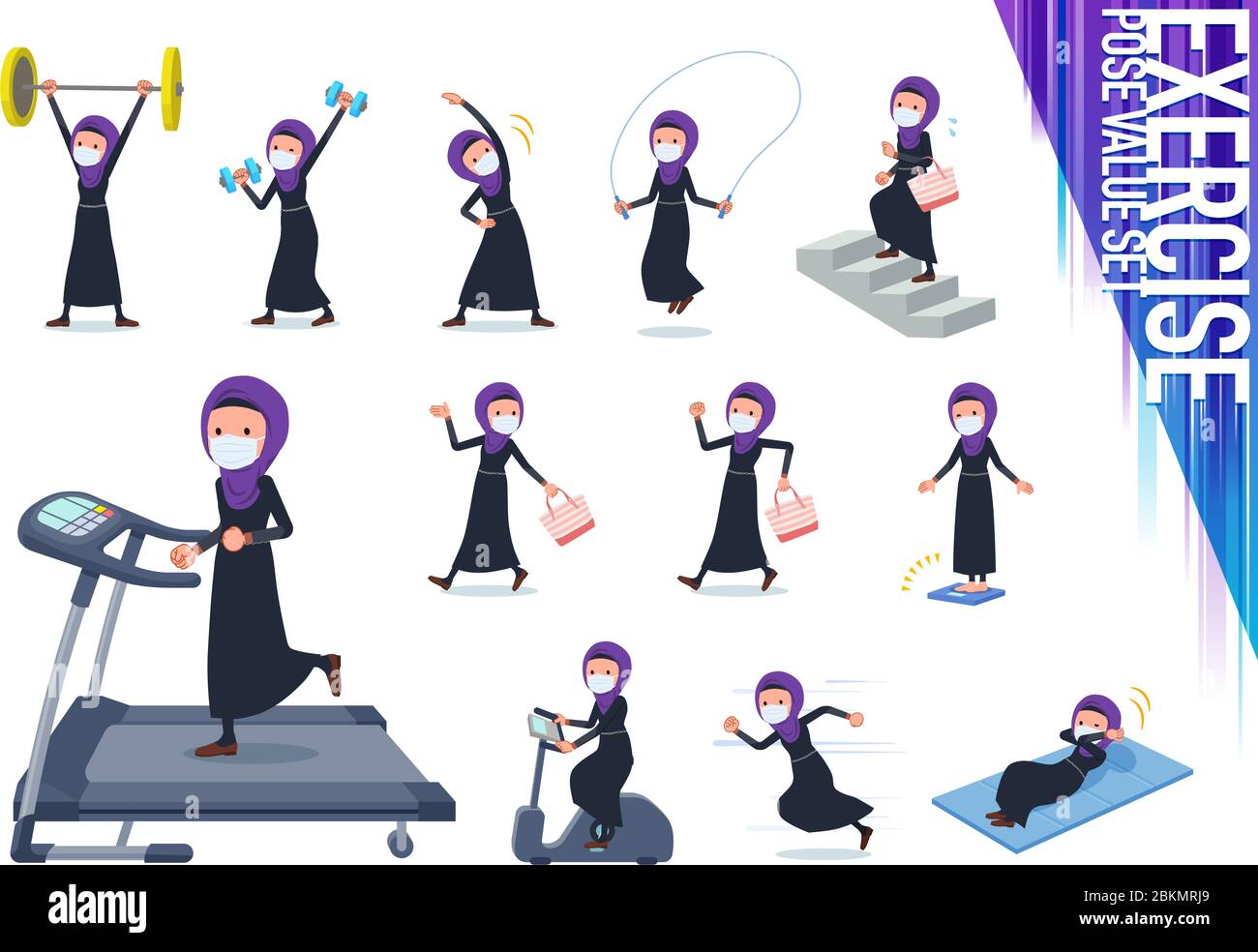 Woman wearing hijab exercise Stock Vector Images - Alamy