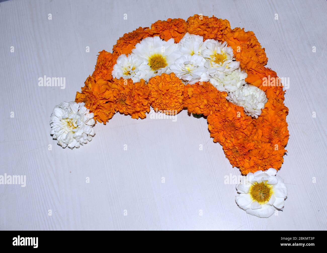 marigold and chrysanthemum flower moon design, rangoli, floral art ...