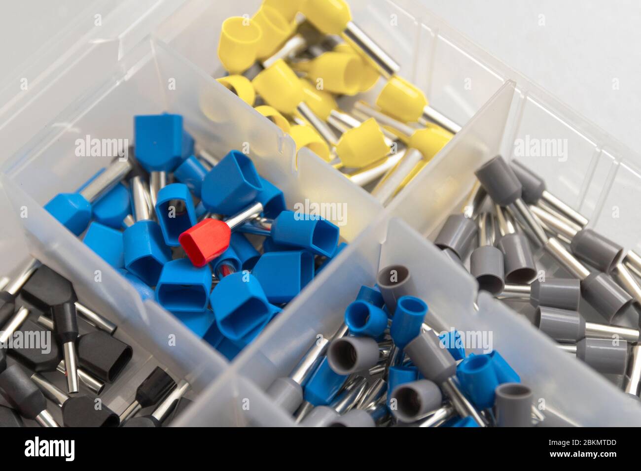 Tips of different sizes and colors for crimping stranded electrical ...