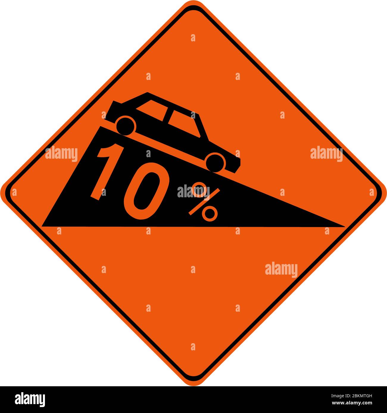 Warning sign with steep slope symbol Stock Photo - Alamy