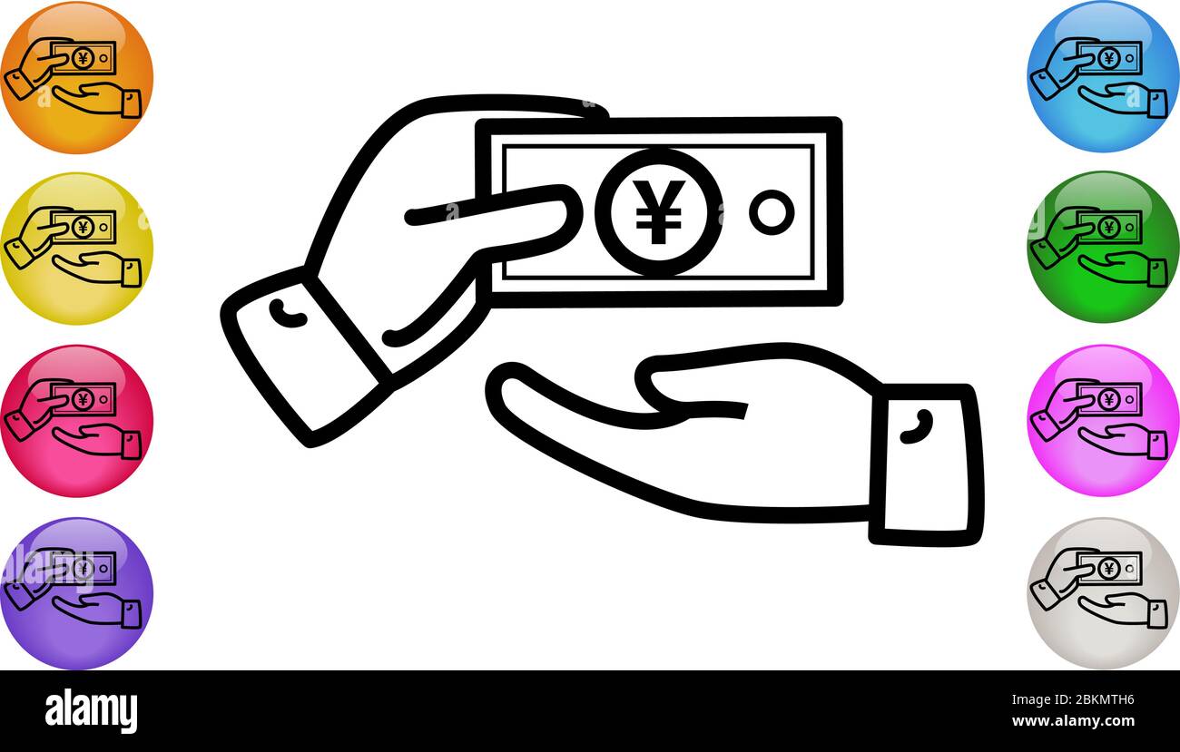 Hand Giving Cash Money in Japanese YEN or Chinese YUAN Banknote. Money ...