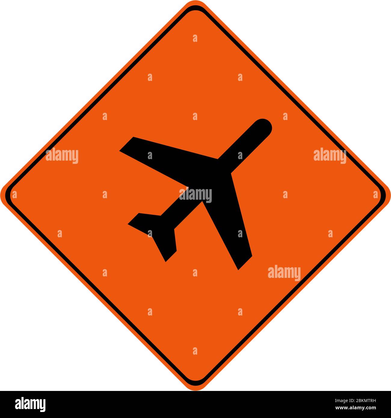 Warning sign with airplane symbol Stock Photo - Alamy