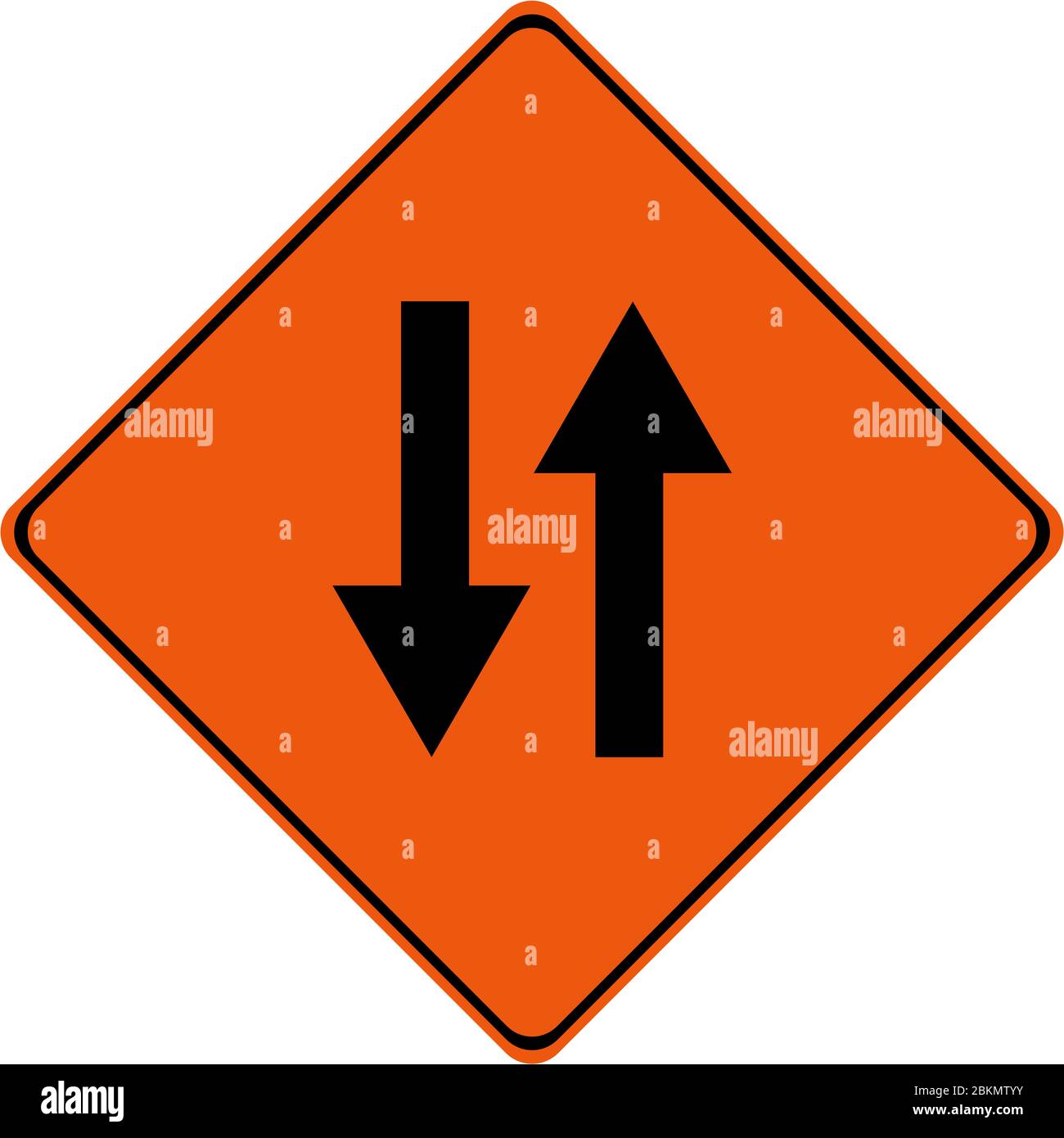Warning sign with two way symbol Stock Photo - Alamy