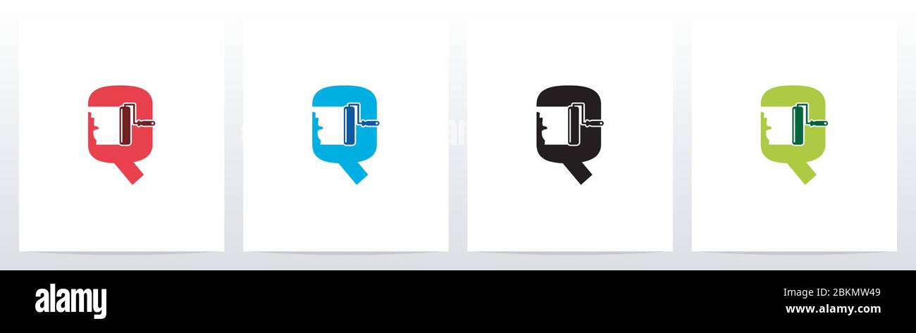 Paint Roller On Letter Logo Design Q Stock Vector Image & Art - Alamy