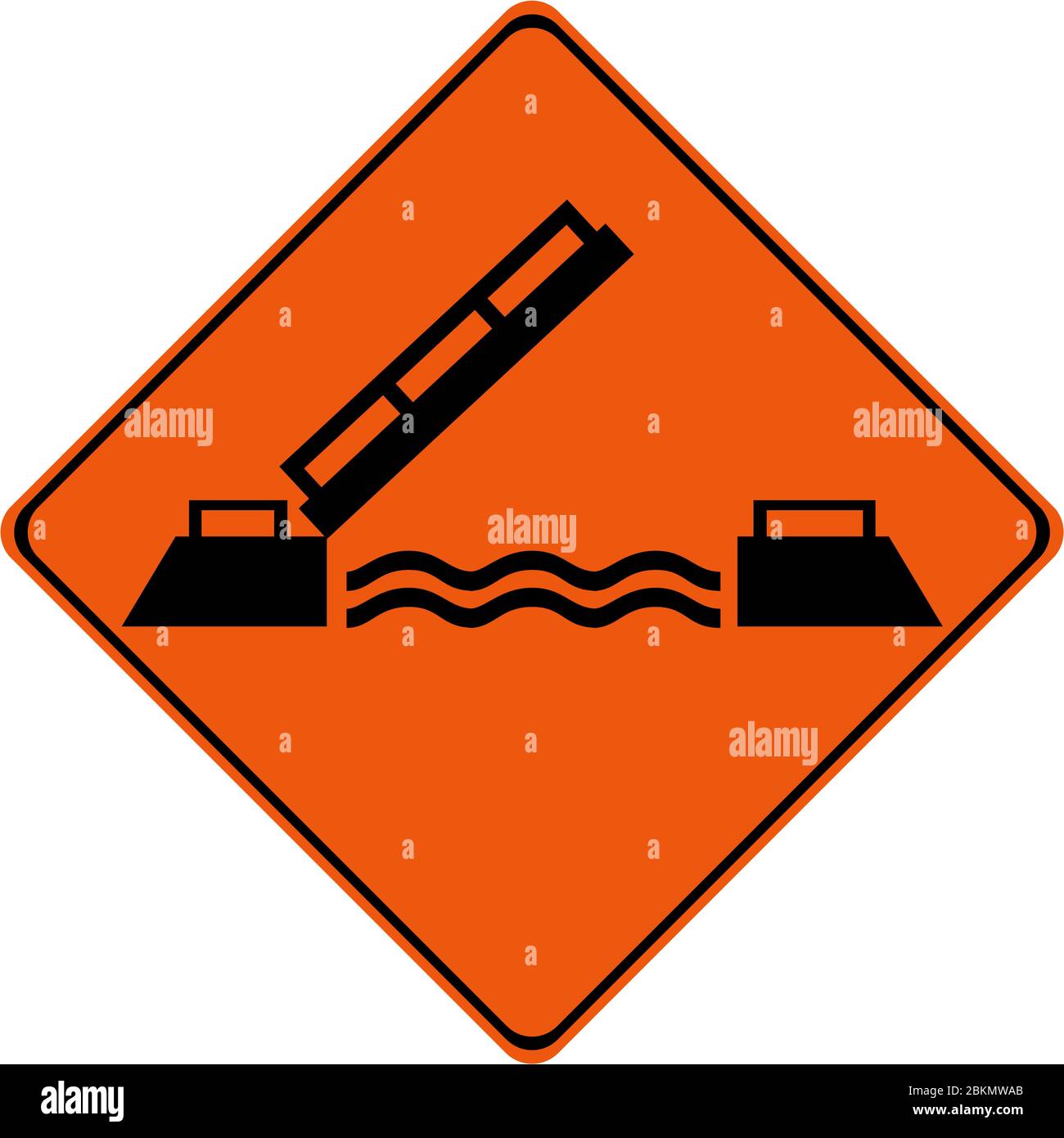 Warning sign with drawbridge symbol Stock Photo - Alamy