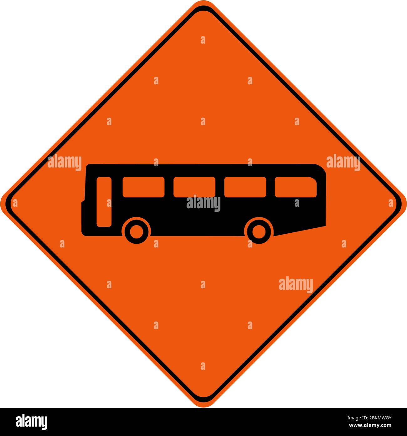 Warning sign with bus symbol Stock Photo - Alamy