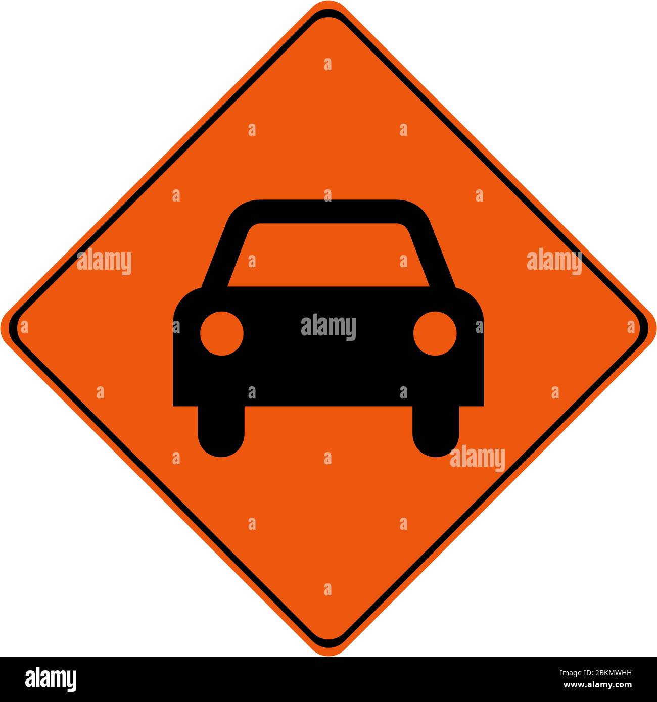 Warning sign with car symbol Stock Photo - Alamy