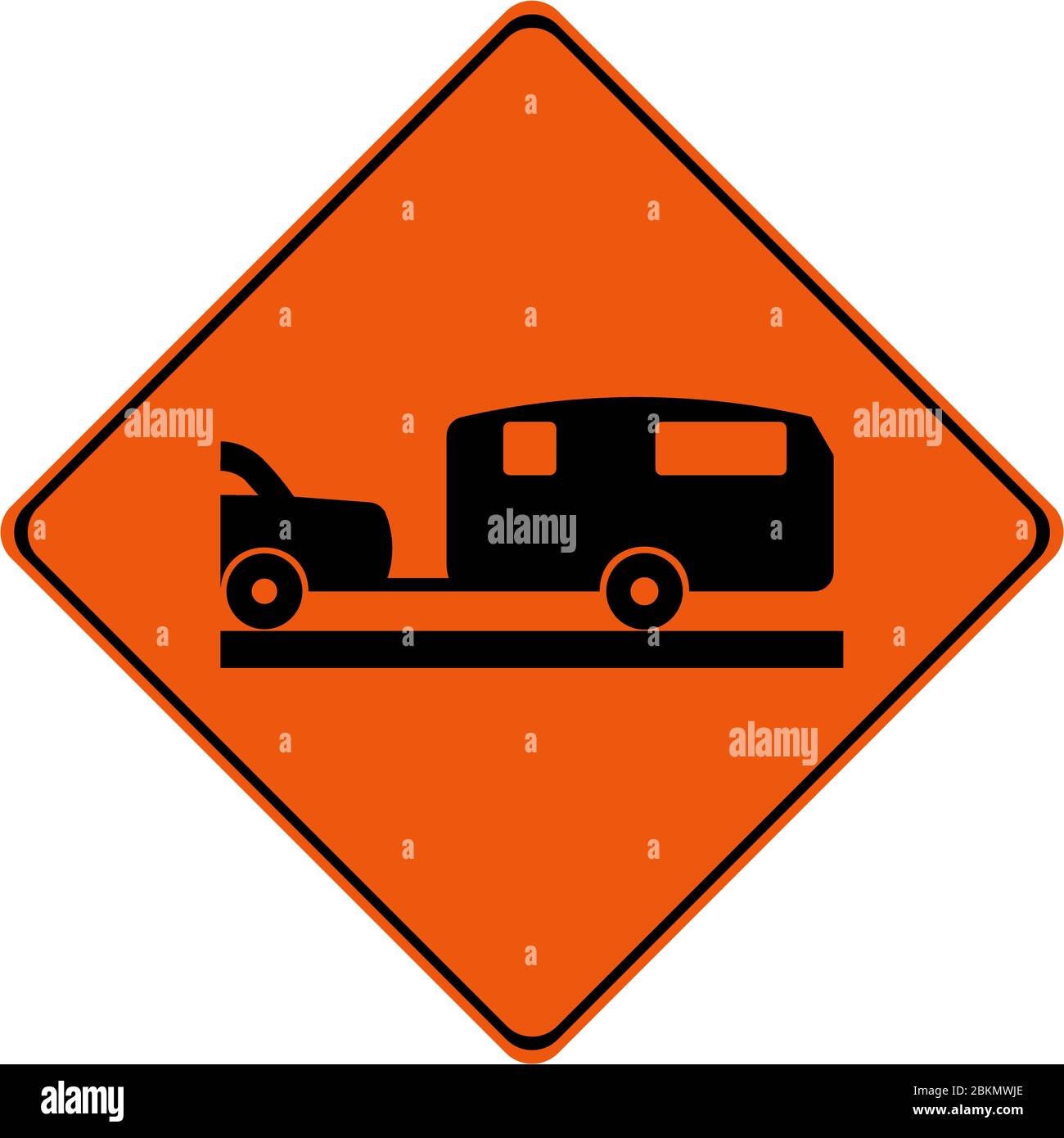 Warning sign with caravan symbol Stock Photo - Alamy
