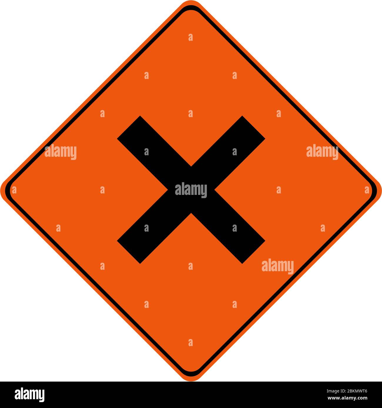 Warning sign with intersection symbol Stock Photo - Alamy