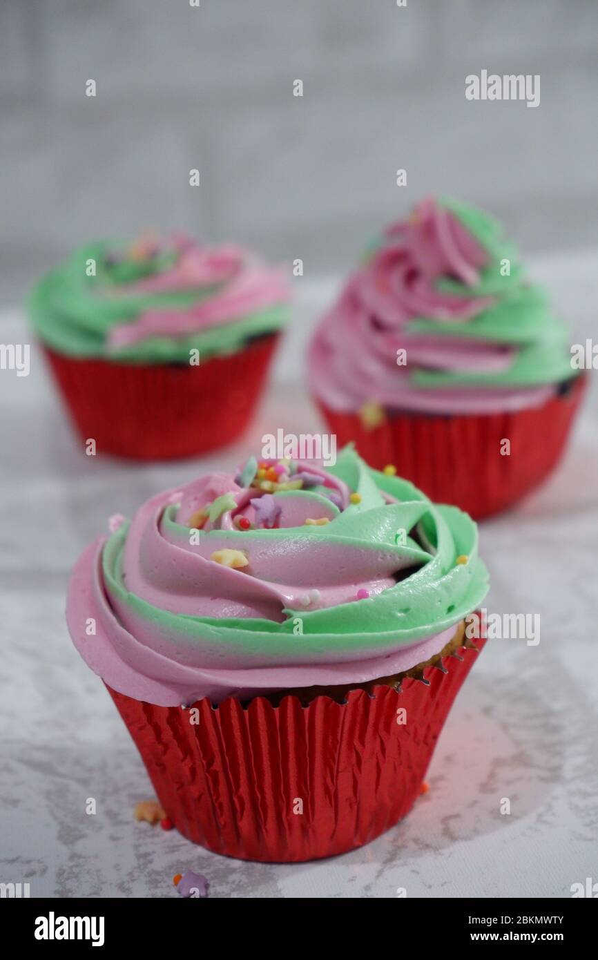 Pink And Green Cupcakes