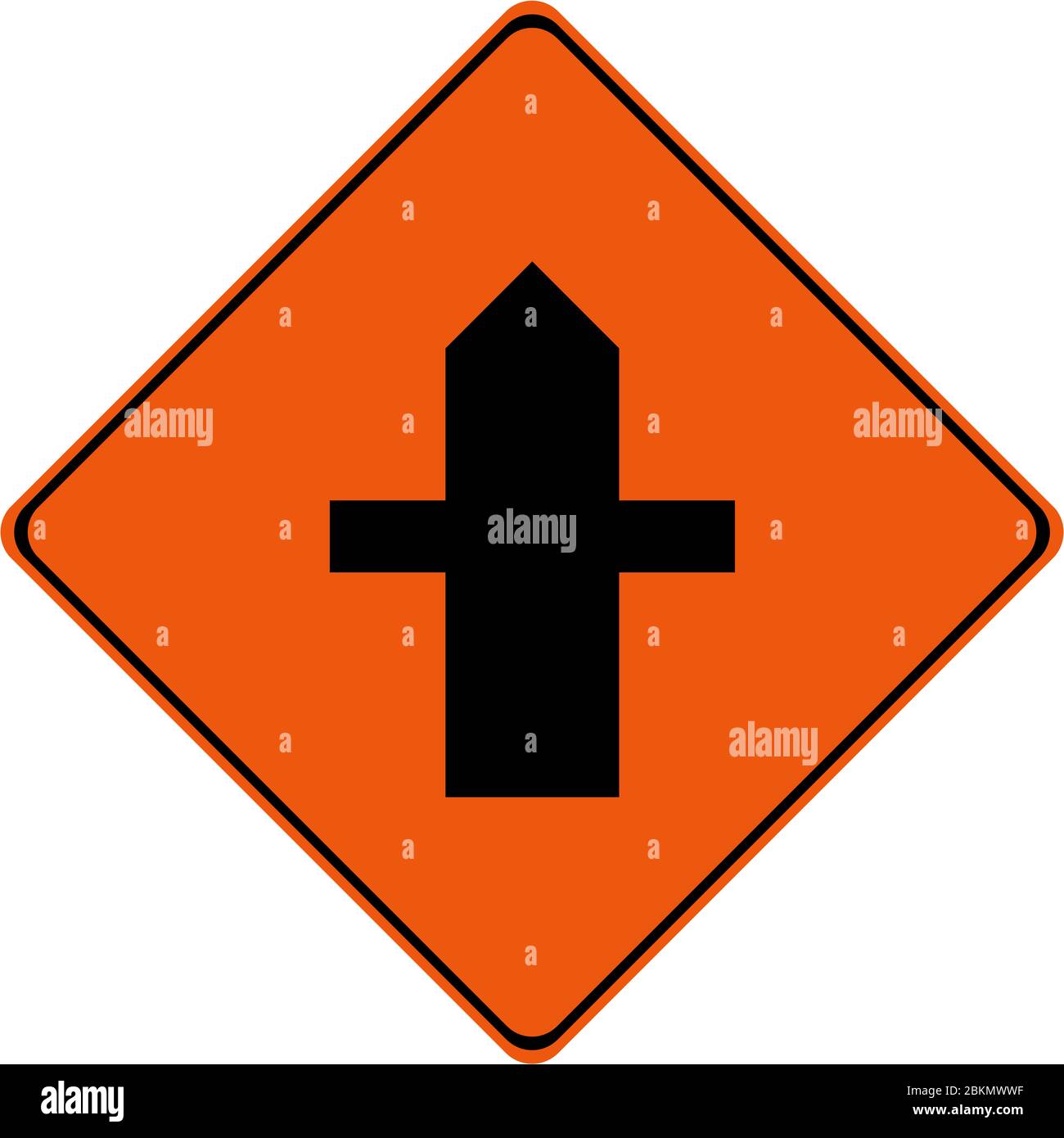 Warning sign with crossroads symbol Stock Photo - Alamy
