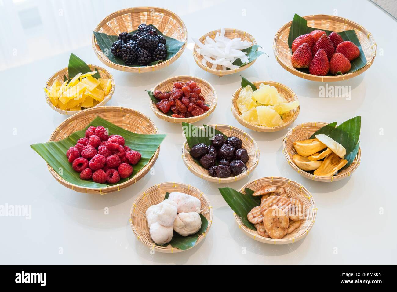 A selection of finger foods and snacks on a table at a hotel Stock ...