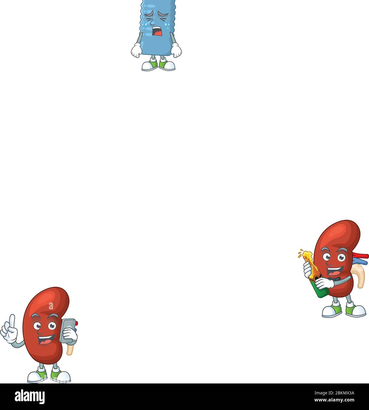 Cartoon design concept of leaf human kidney talking on phone Stock ...