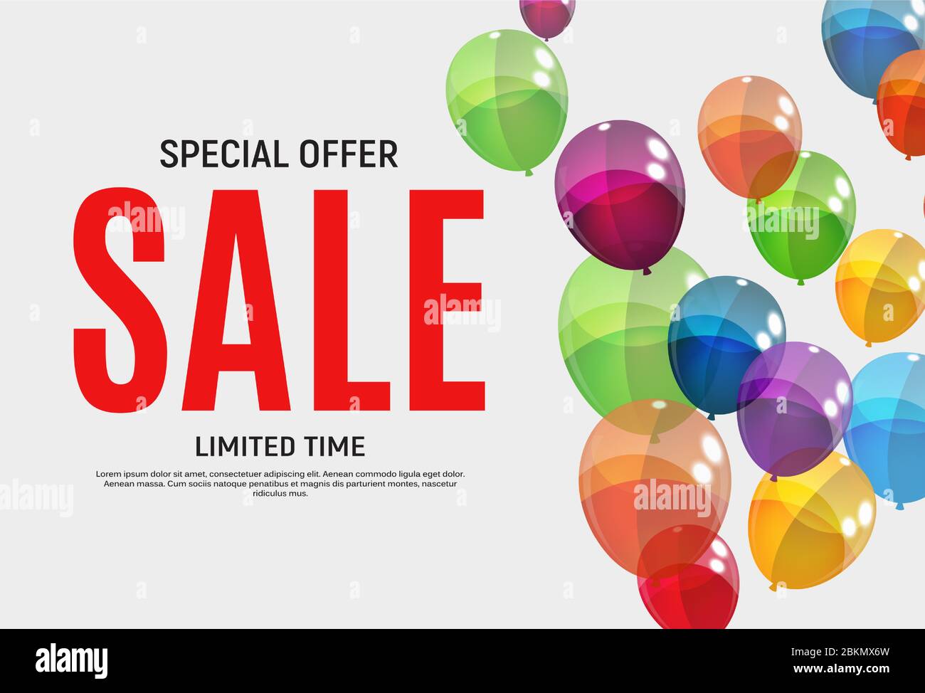 Abstract Designs Sale Banner Template with Balloons. Vector ...