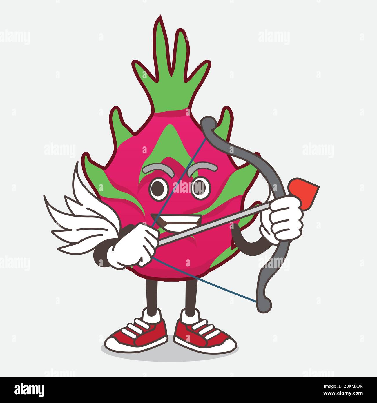 An illustration of Dragon Fruit cartoon mascot character Cupid with ...