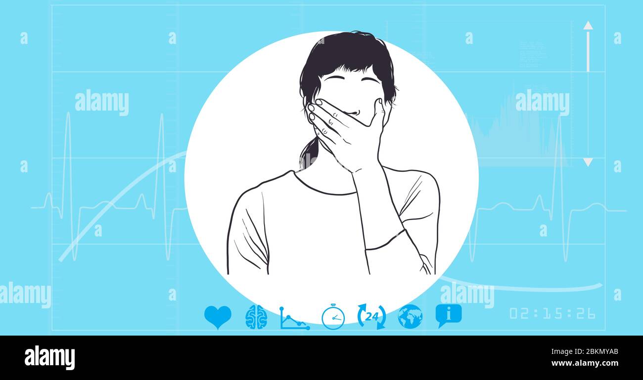 Digital illustration of a woman covering her face with her hand And ...