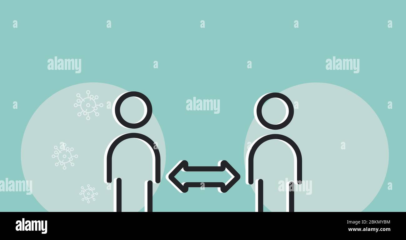 Digital illustration of two people standing in 2 metres distance During ...