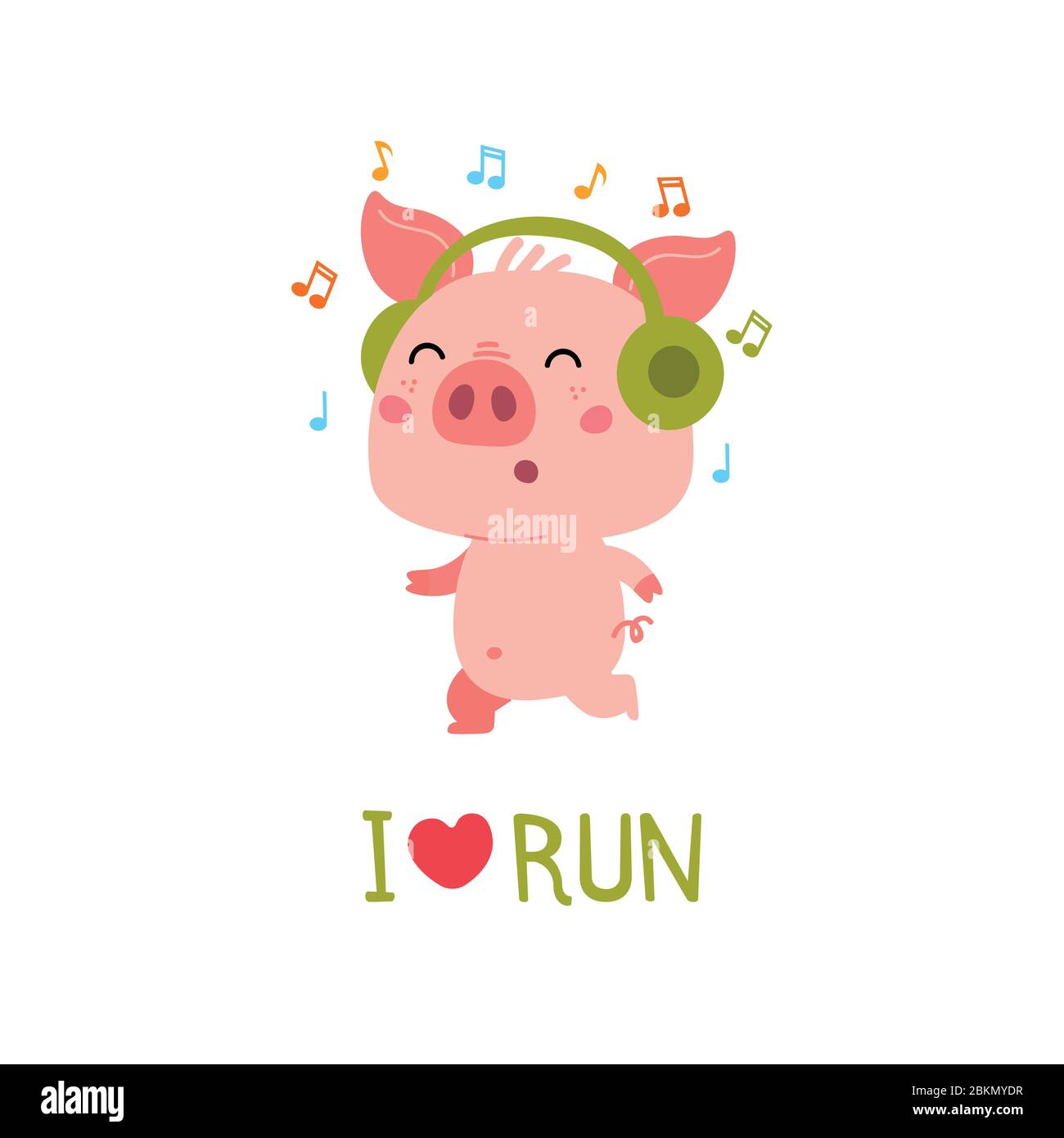 Cute Piggy sportsman love to run card Stock Vector Image & Art - Alamy