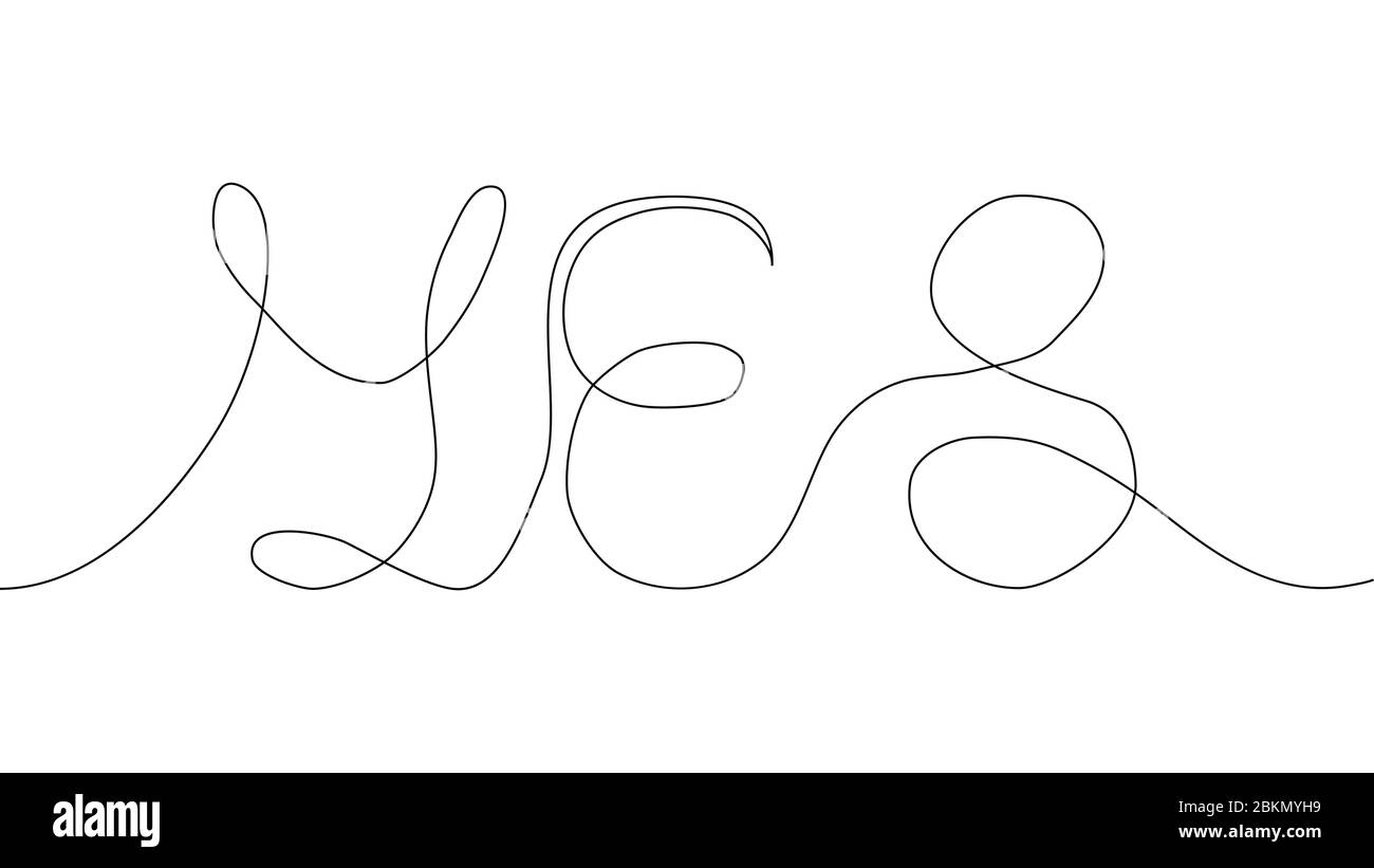 one line drawing of phrase - yes Stock Vector Image & Art - Alamy