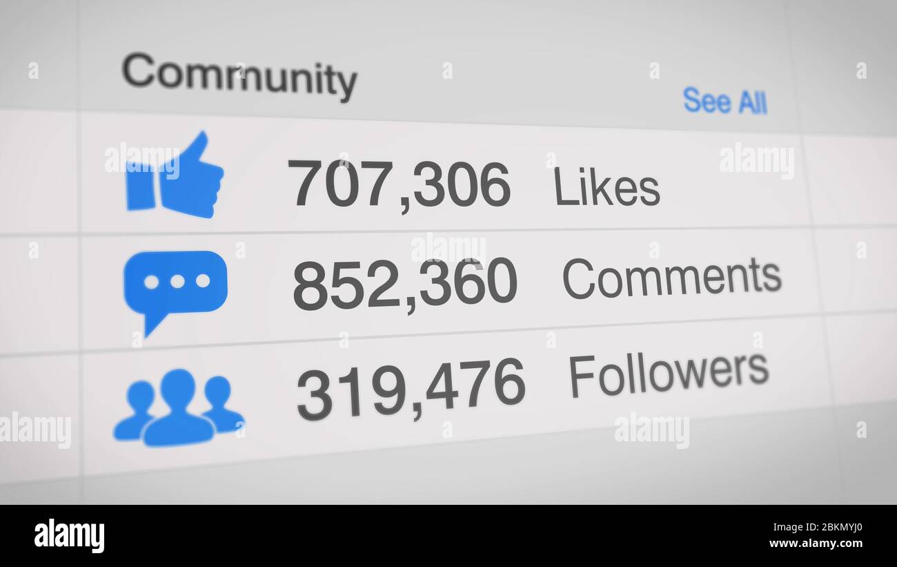 popular social media statistics info 3d illustration Stock Photo - Alamy