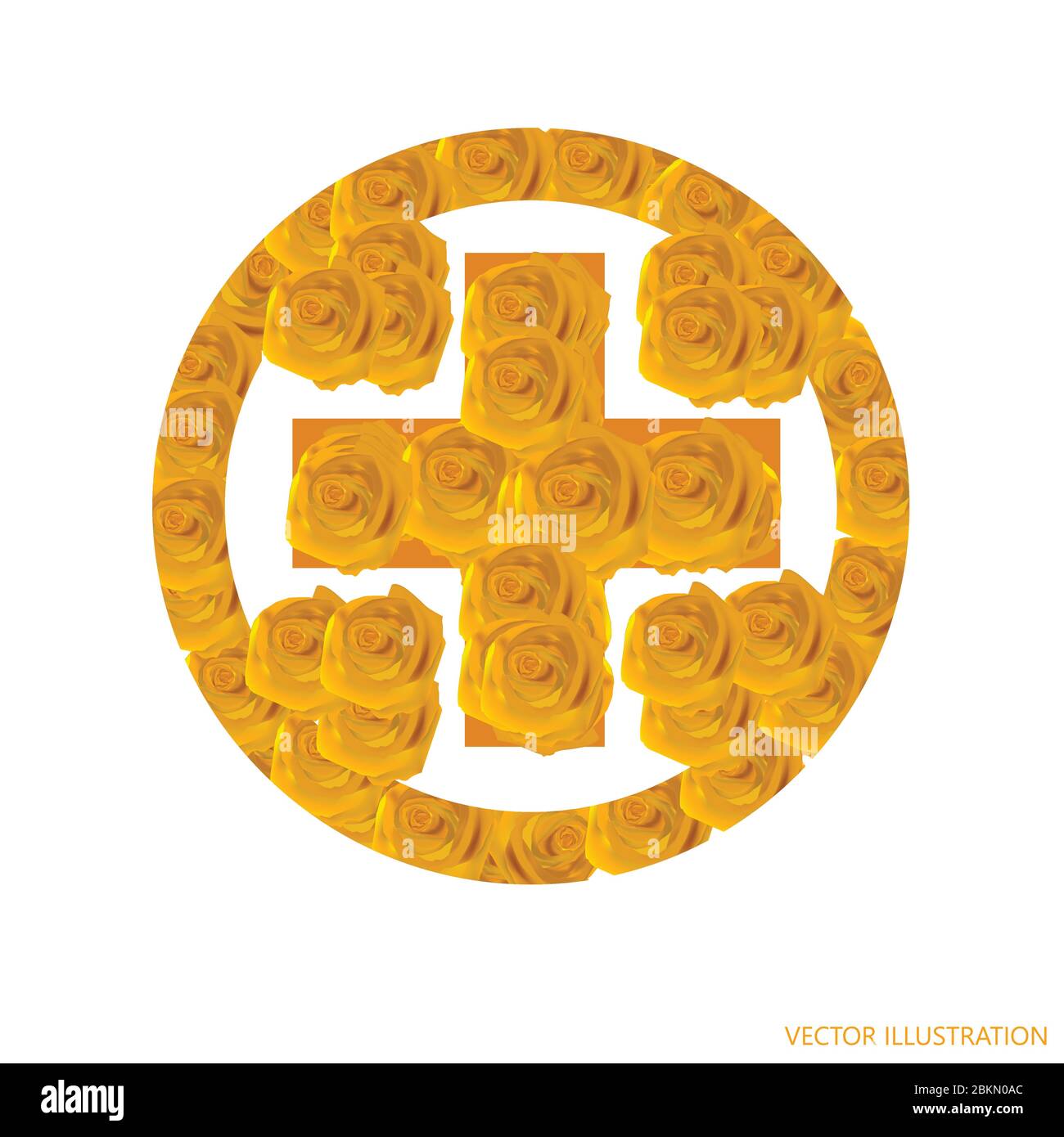 Abstract background with cross. Bright illustration with yellow roses ...