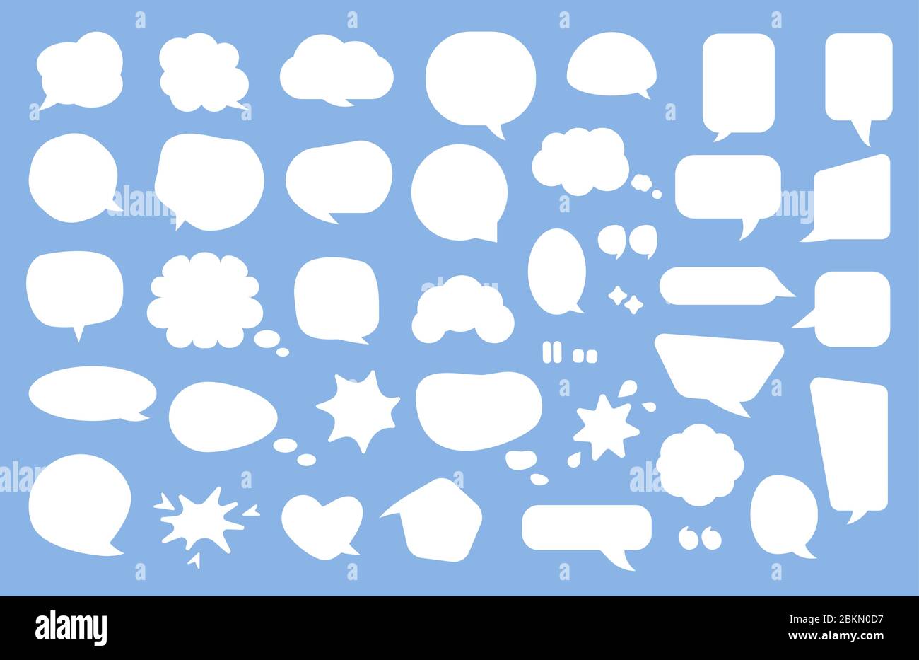 Comic speech bubble set. Cartoon empty text box clouds on blue sky ...