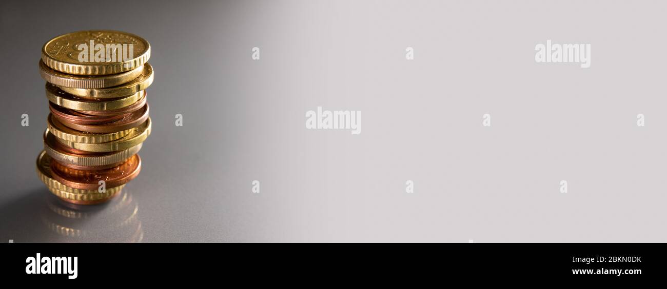 Pile of euro coins with different sizes with text space Stock Photo - Alamy