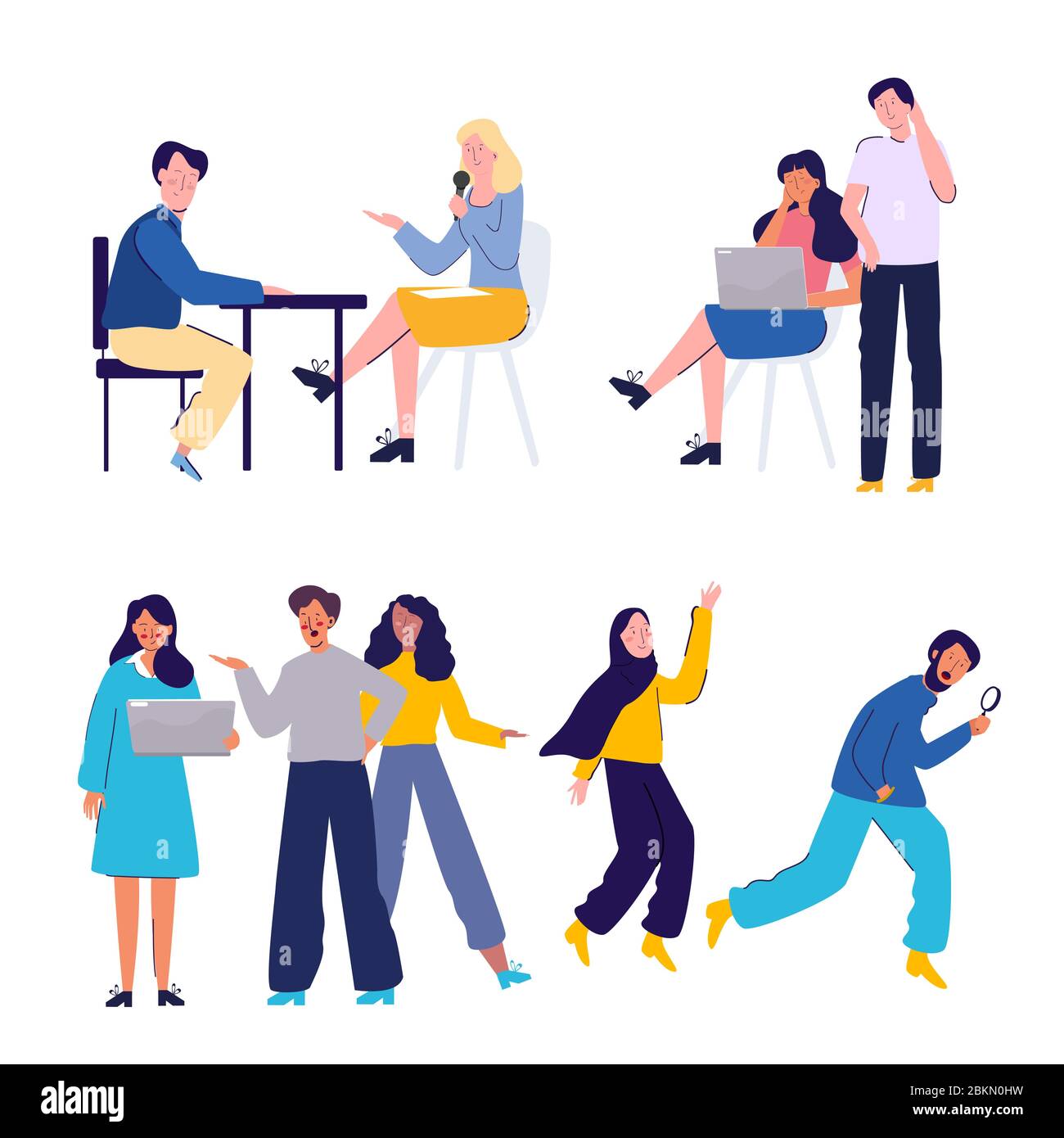 collection of cartoon employee having discussion team together in ...