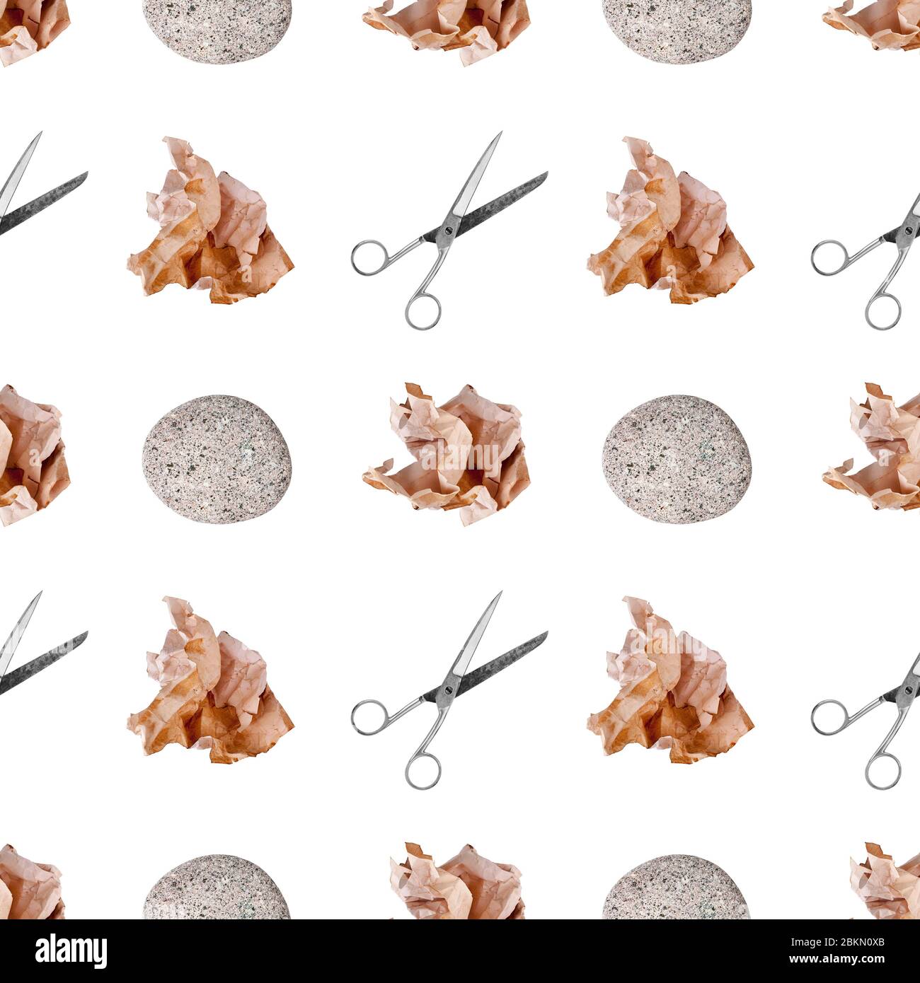 Seamless pattern stone, paper, scissors game white background isolated ...