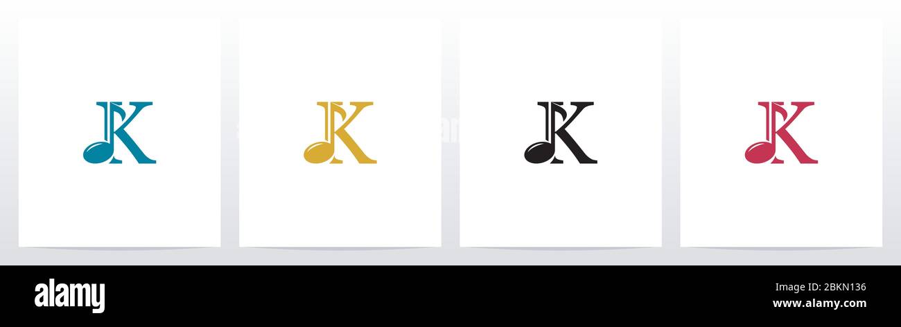 Music Note On Letter Logo Design K Stock Vector Image & Art - Alamy