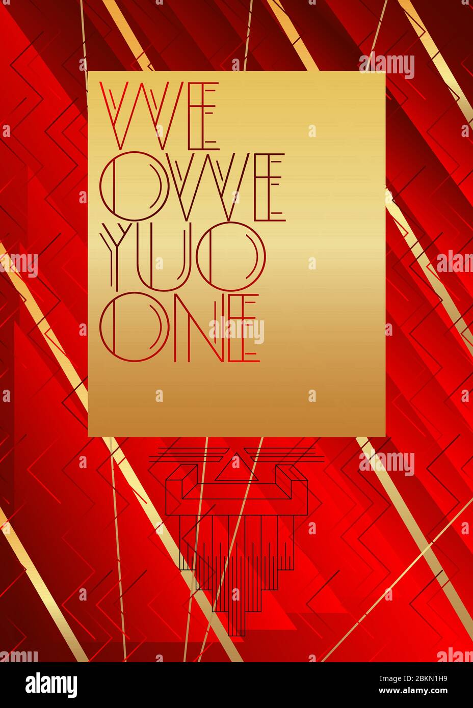Art Deco We Owe You One text. Decorative greeting card, sign with ...