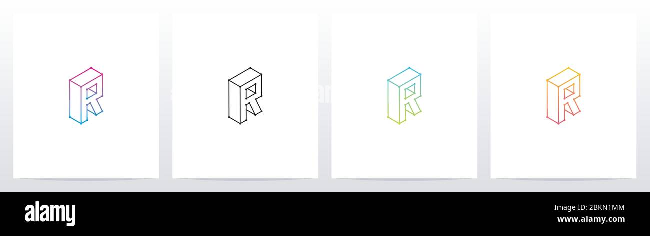 Outline Of 3D Letter Logo Design R Stock Vector Image & Art - Alamy