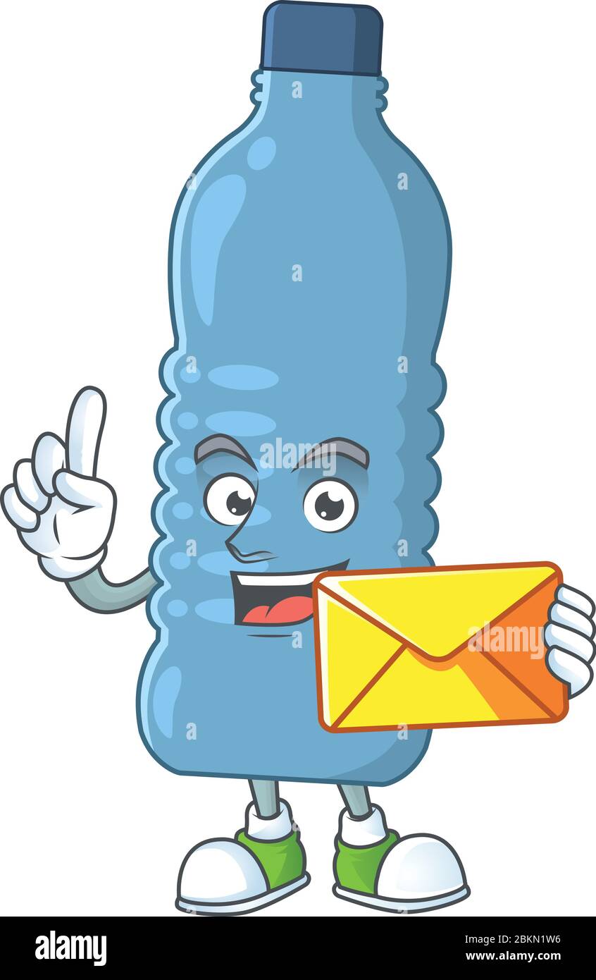 Cute face mineral bottle mascot design bring brown envelope Stock ...
