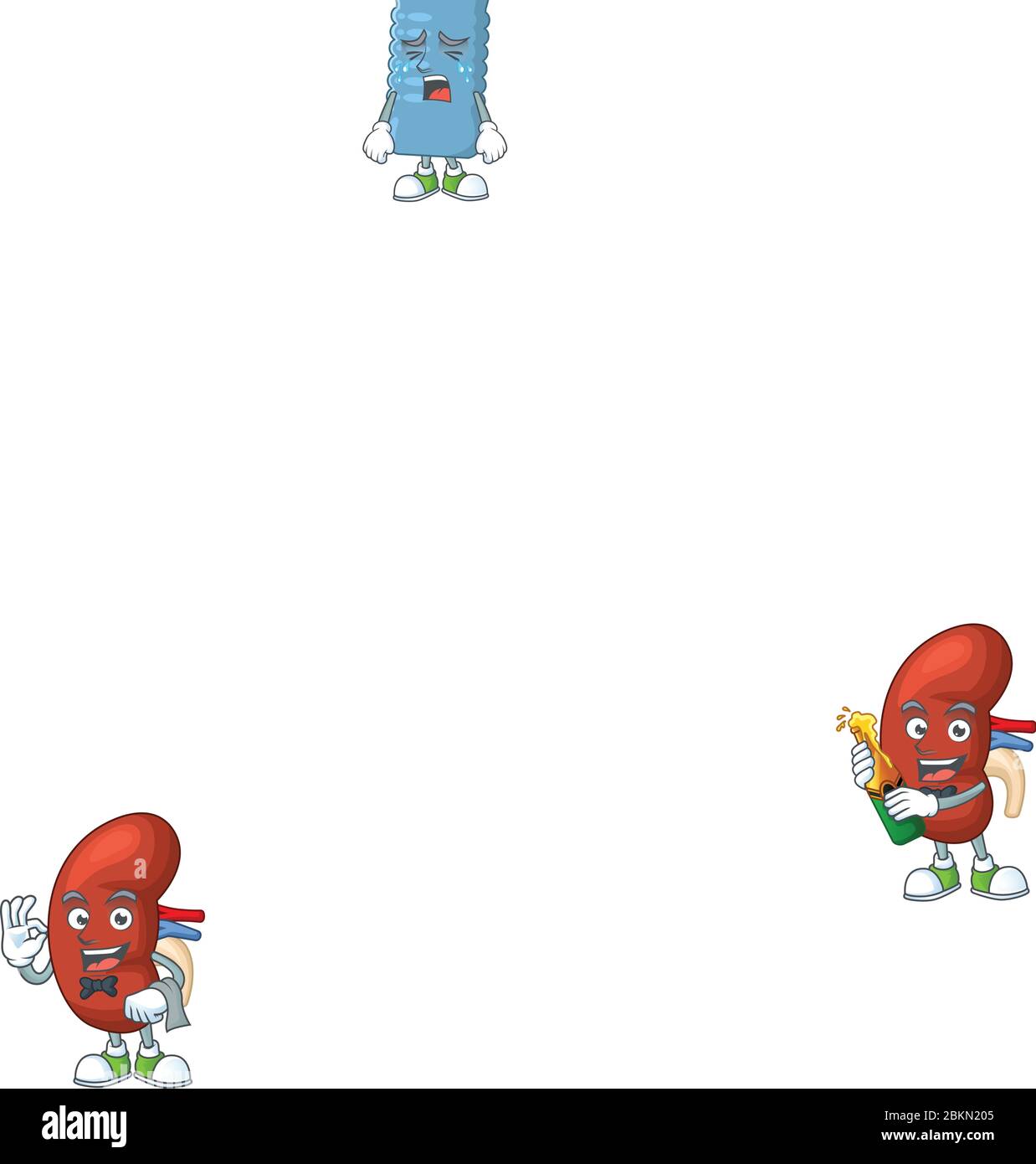 A leaf human kidney waiter cartoon character ready to serve Stock ...