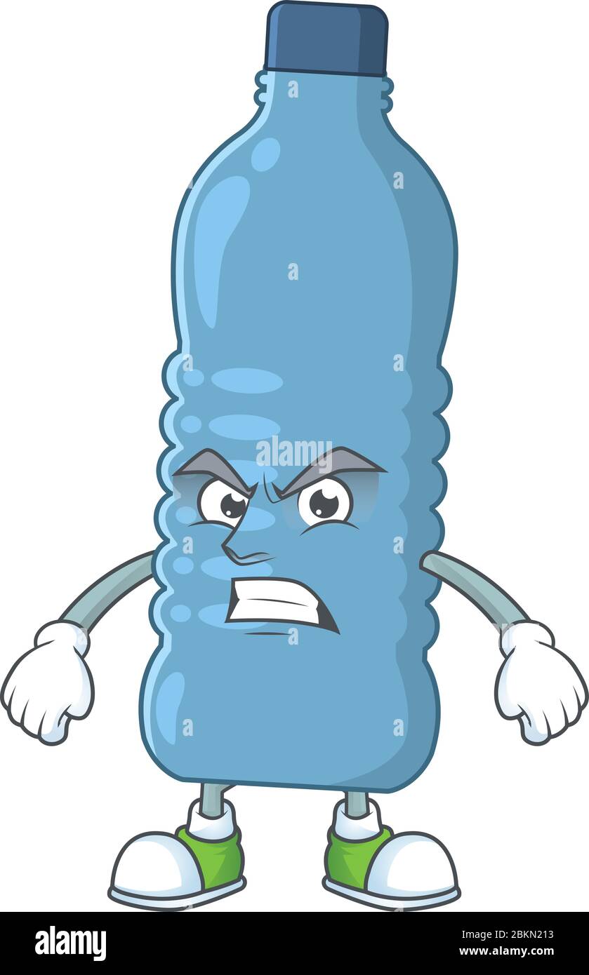Mascot design style of mineral bottle with angry face Stock Vector ...