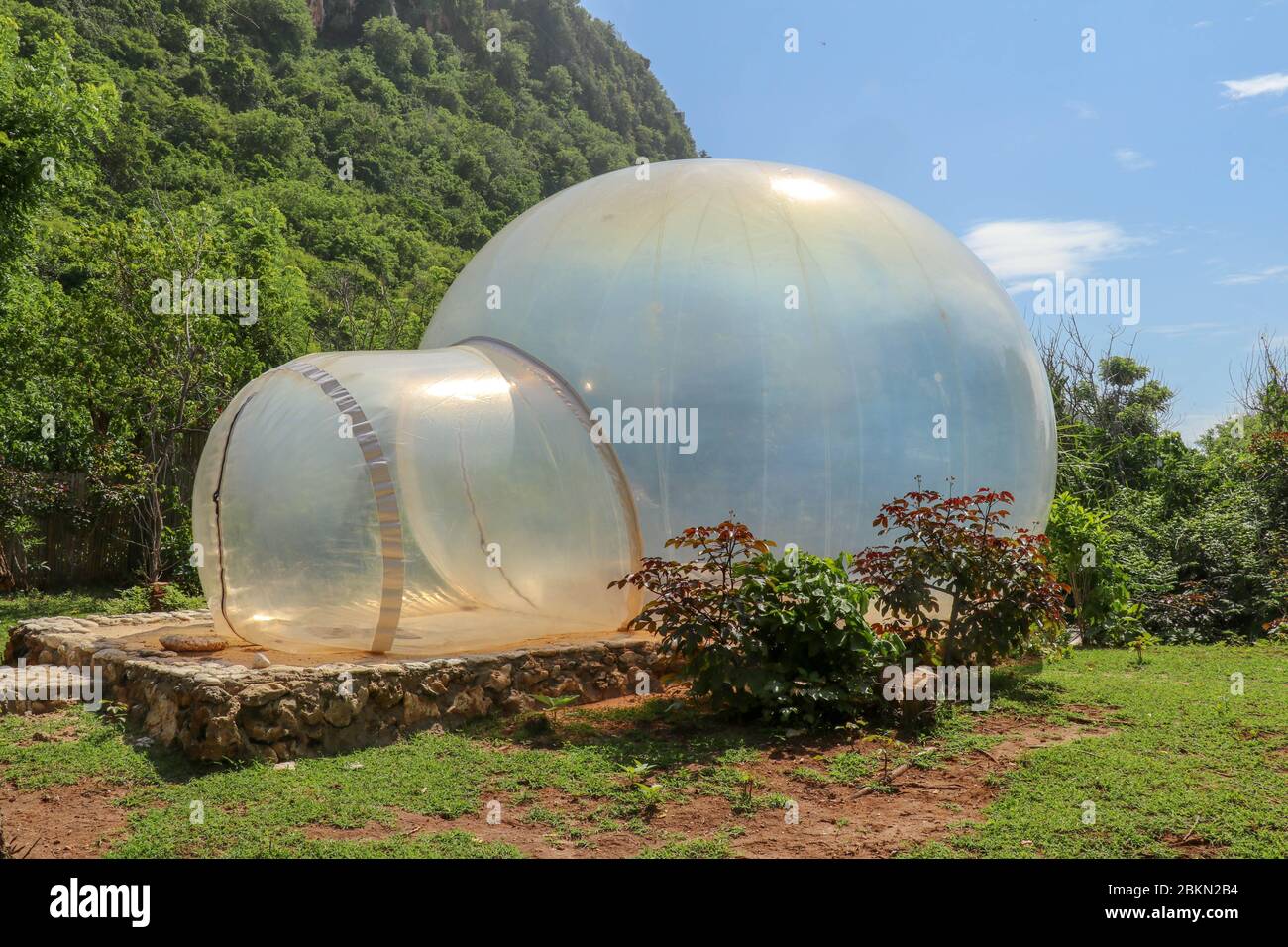 Romantic bubble house with transparent walls. Abstract sci-fi ...