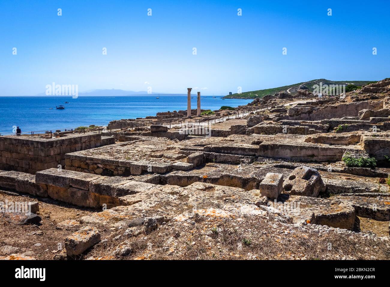 Columns in Tharros archaeological site, Oristano, Sardinia Stock Photo ...