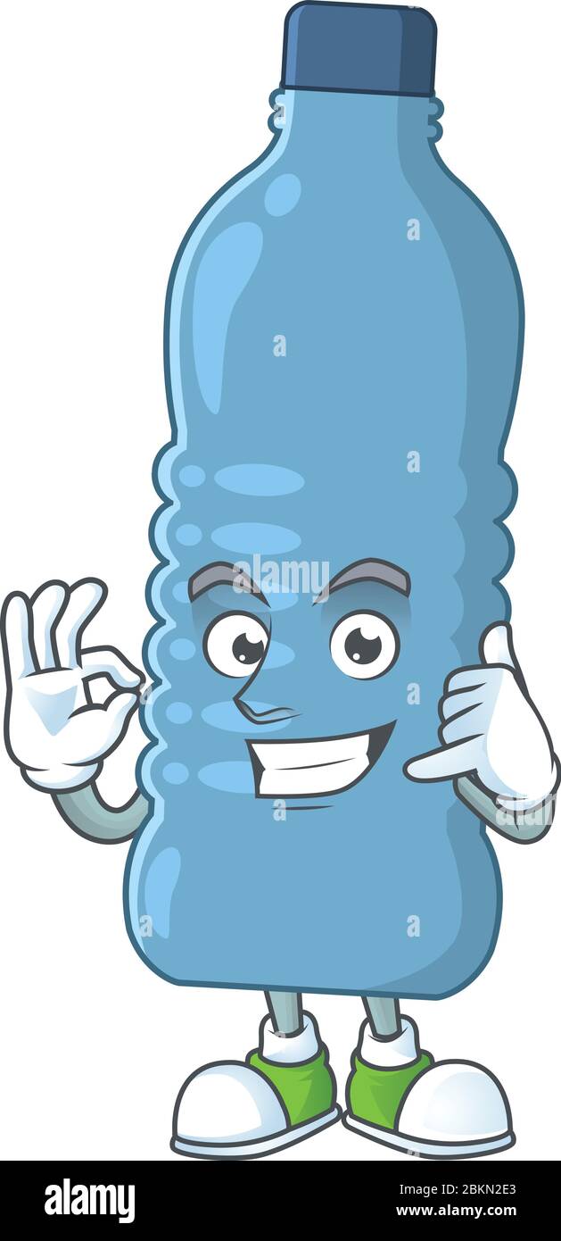 Mineral bottle mascot cartoon design make a call gesture Stock Vector ...