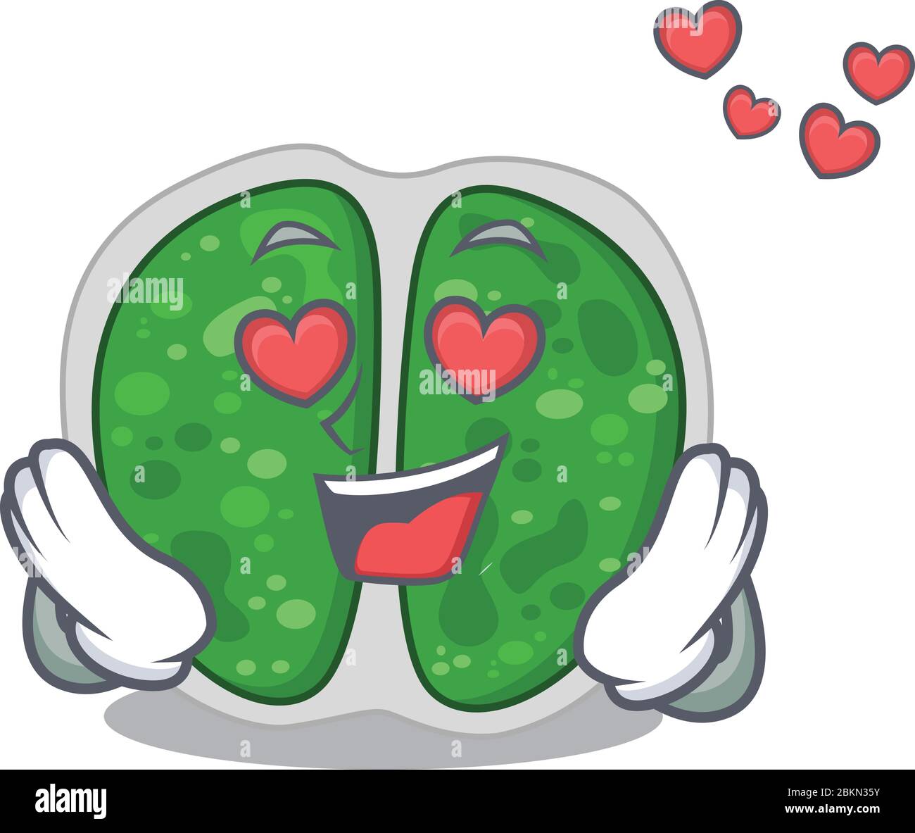 Cute chroococcales bacteria cartoon character has a falling in love ...