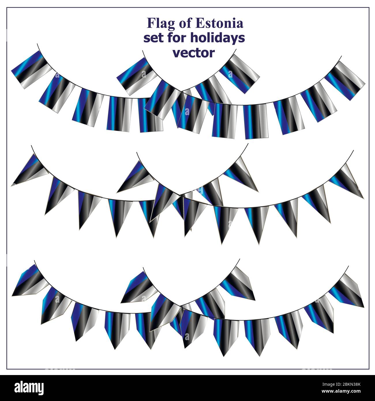 Set with flags of Estonia with folds. Colorful illustration with flags ...