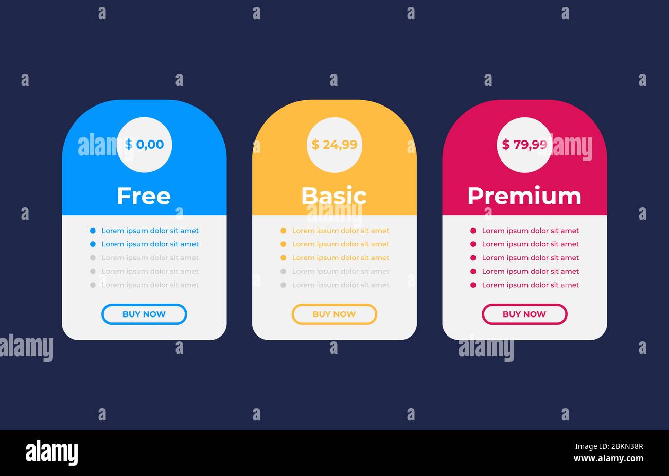 Vector pricing table for websites and applications Stock Vector Image ...